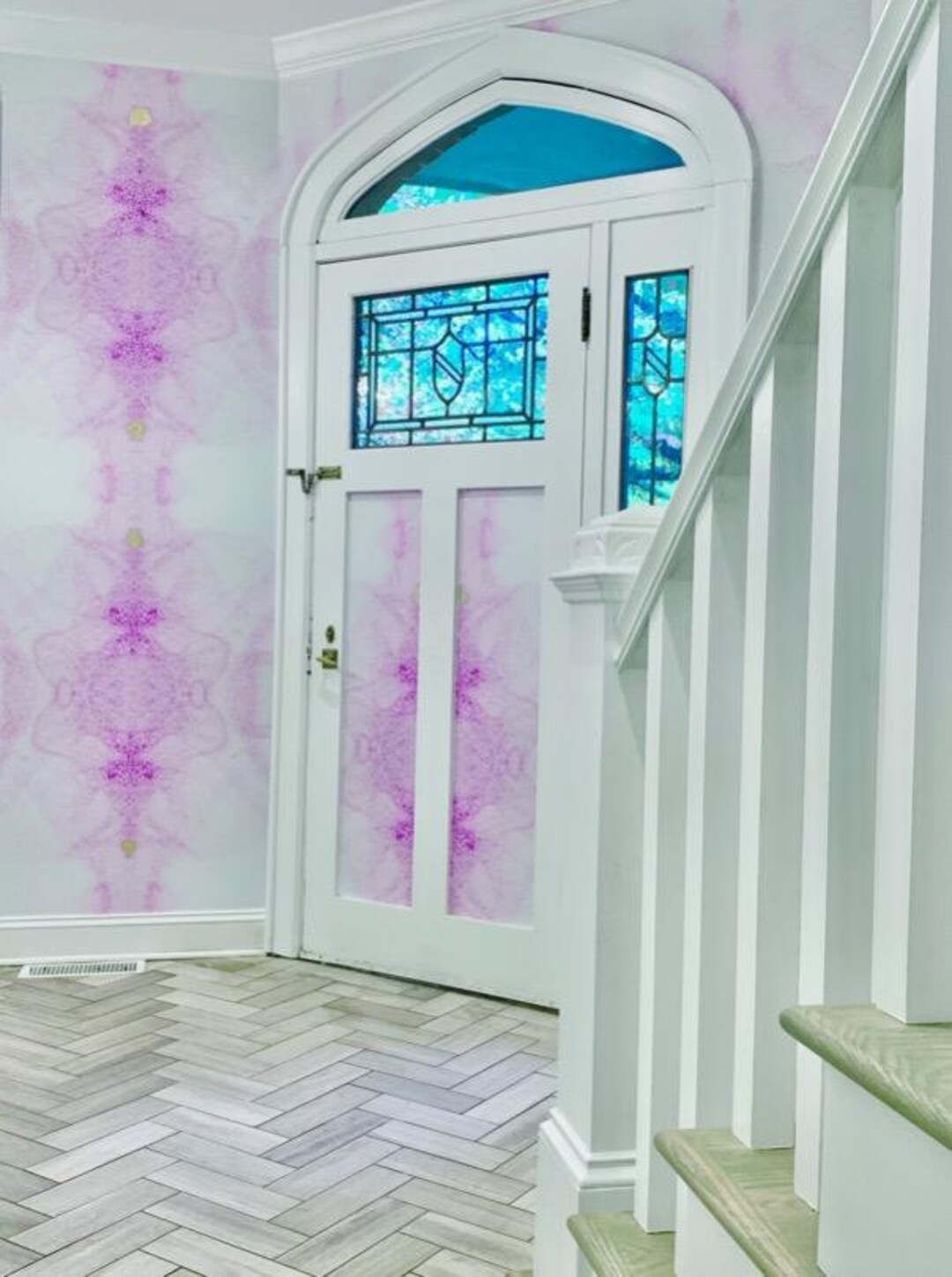 Gilded Lilac Wall Mural, Abstract Watercolor Wallpaper Mural, Wallpaper ...