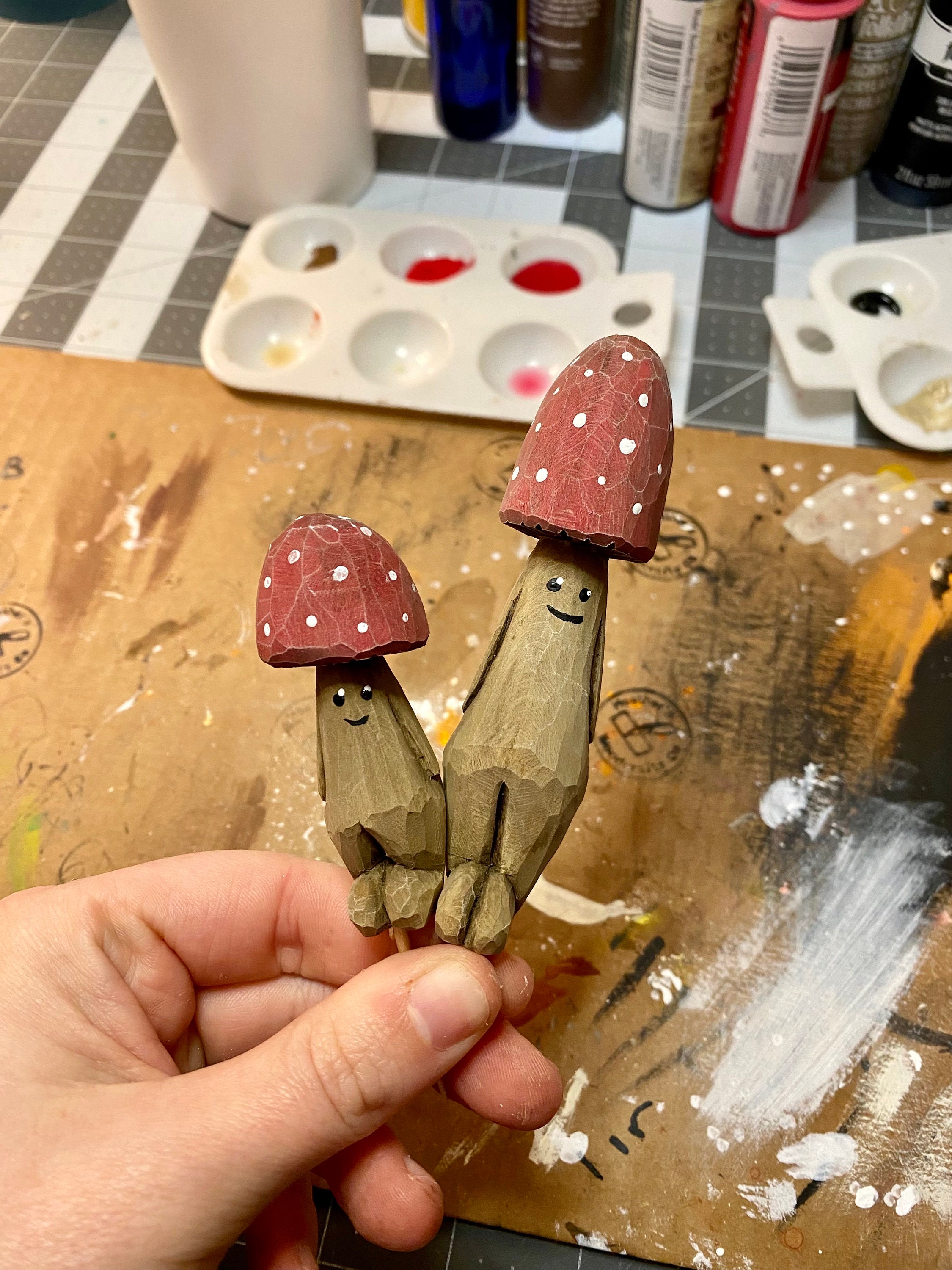 Hand-carved Mushroom Figurine Mushroom Decor, Fantasy Mushroom, Garden ...