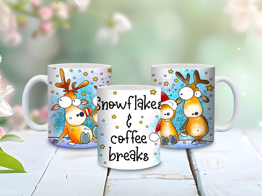 Christmas Reindeer Mug, Colorful Reindeer Mug, Ceramic Mug 11oz, - Etsy