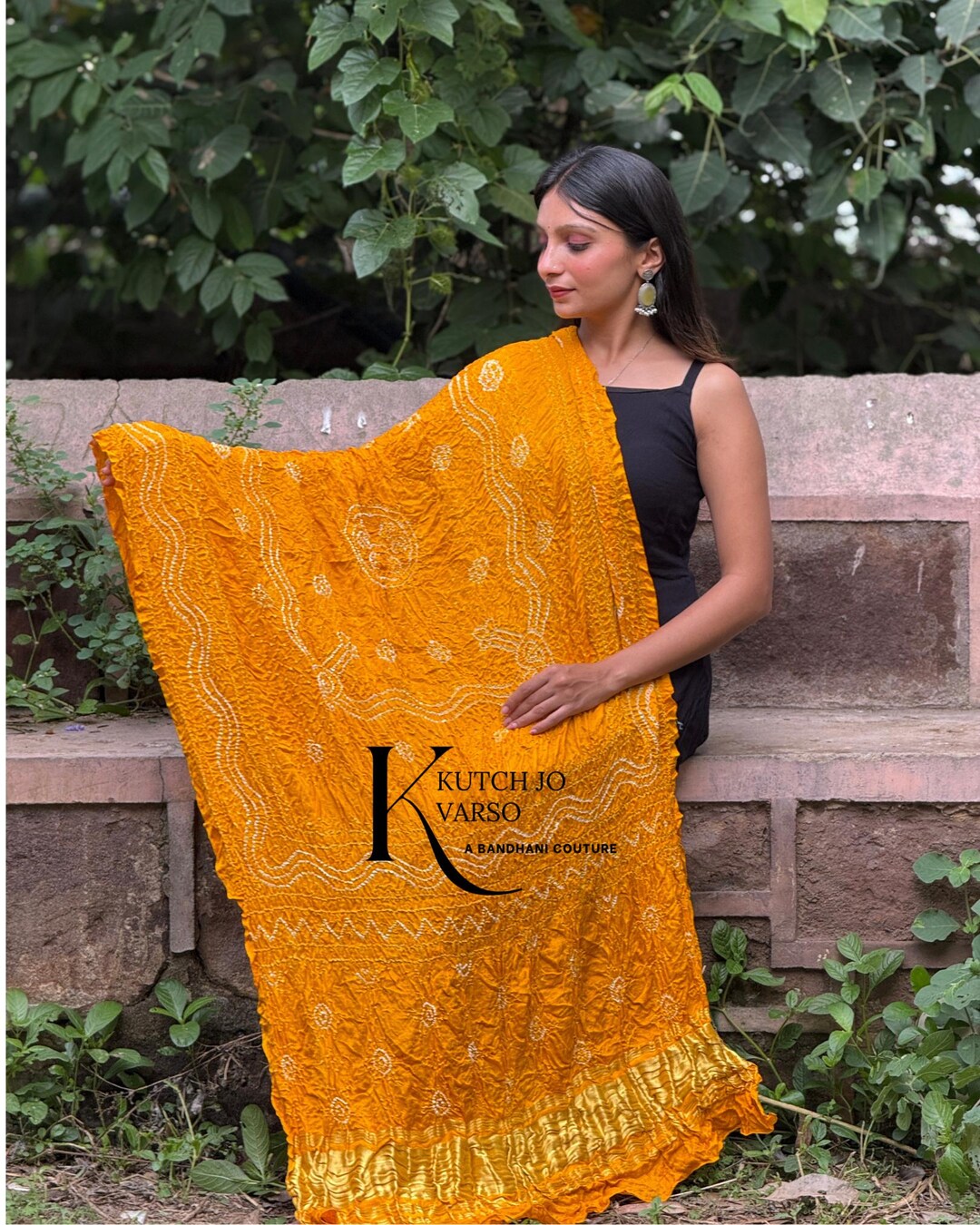 Golden Chandrokhani Bandhani Dupatta | Pure Gaji Silk | Handcrafted ...