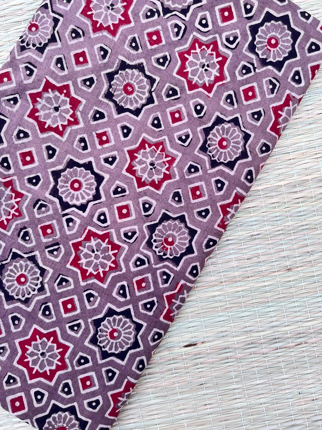 Ajrakh Hand Block Print,red Ajrakh Fabric, Cotton Fabric by Yard ...