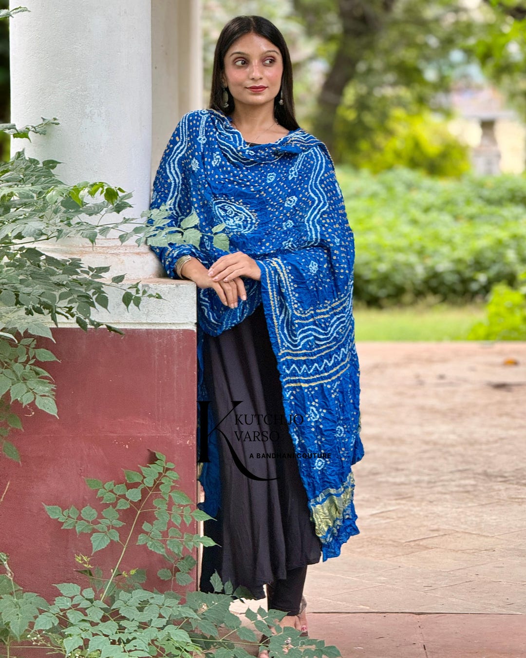 Blue Chandrokhani Bandhani Dupatta | Pure Gaji Silk | Handcrafted Kutch ...