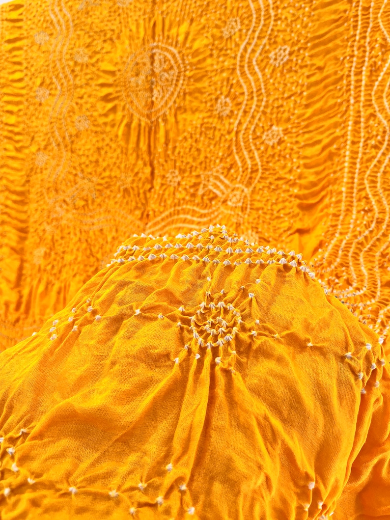 Golden Chandrokhani Bandhani Dupatta | Pure Gaji Silk | Handcrafted ...