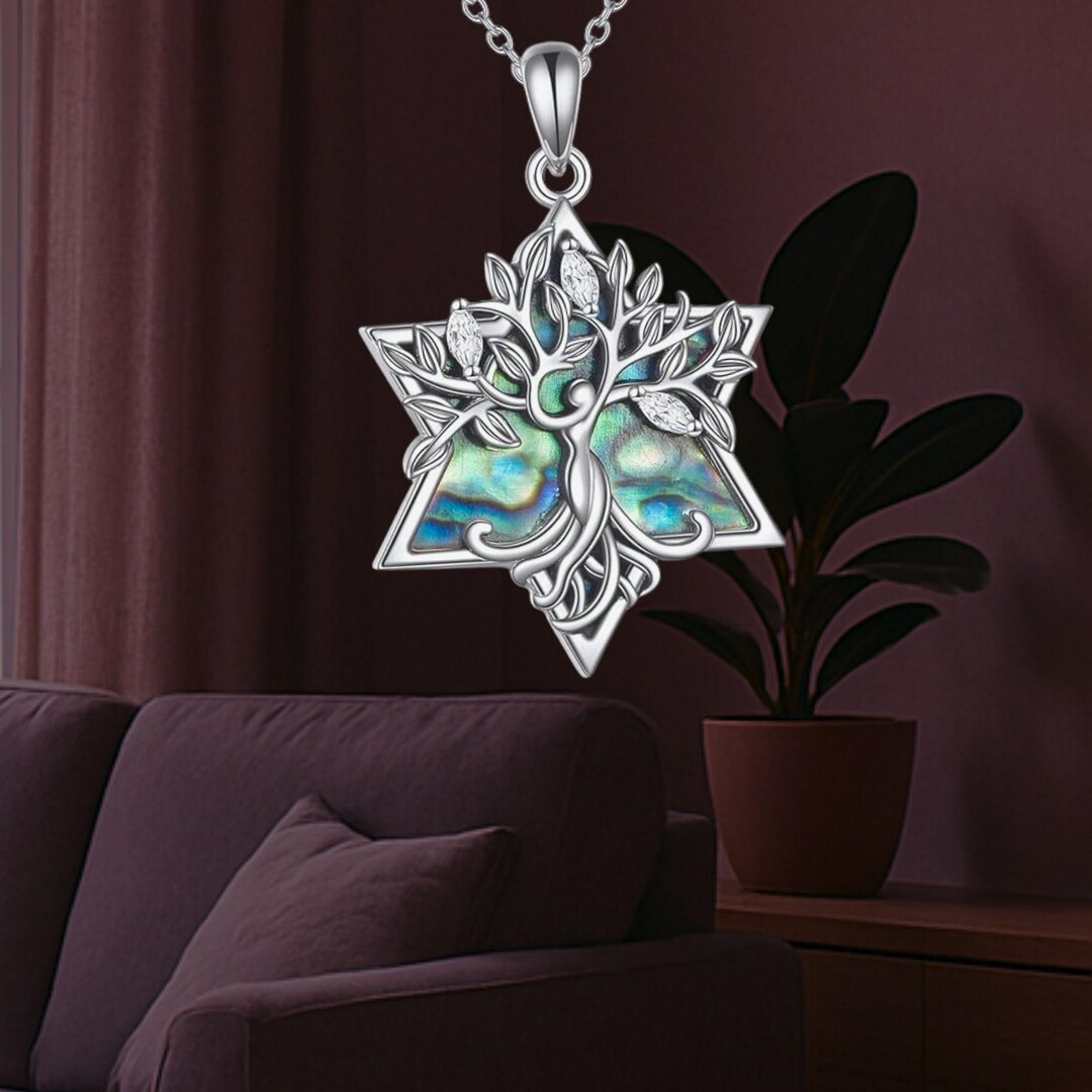 Star of David Tree of Life Necklace Sterling Silver Abalone Shell ...