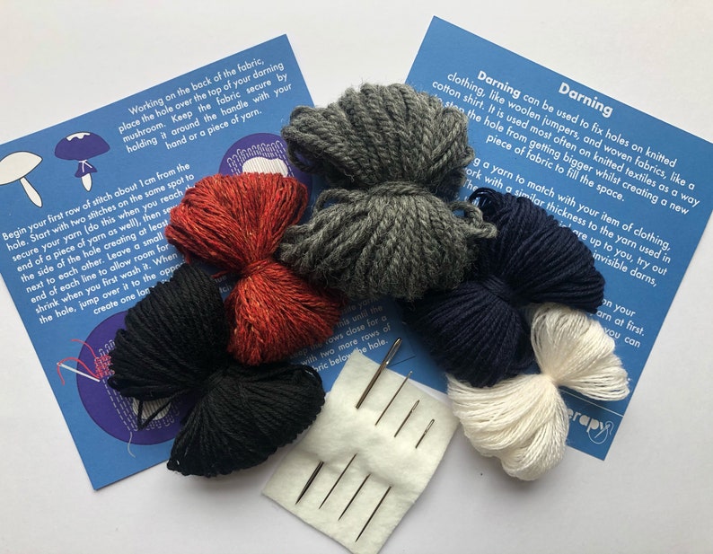 Darning Kit Knitwear Mending Kit Sustainable Wool Yarns - Etsy UK