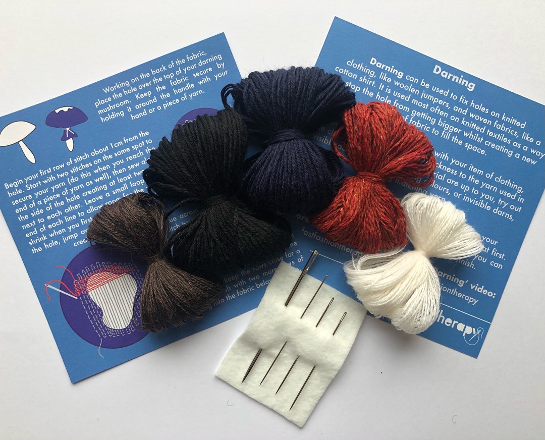 Darning Kit; Knitwear Mending Kit; Sustainable Wool Yarns Selection ...