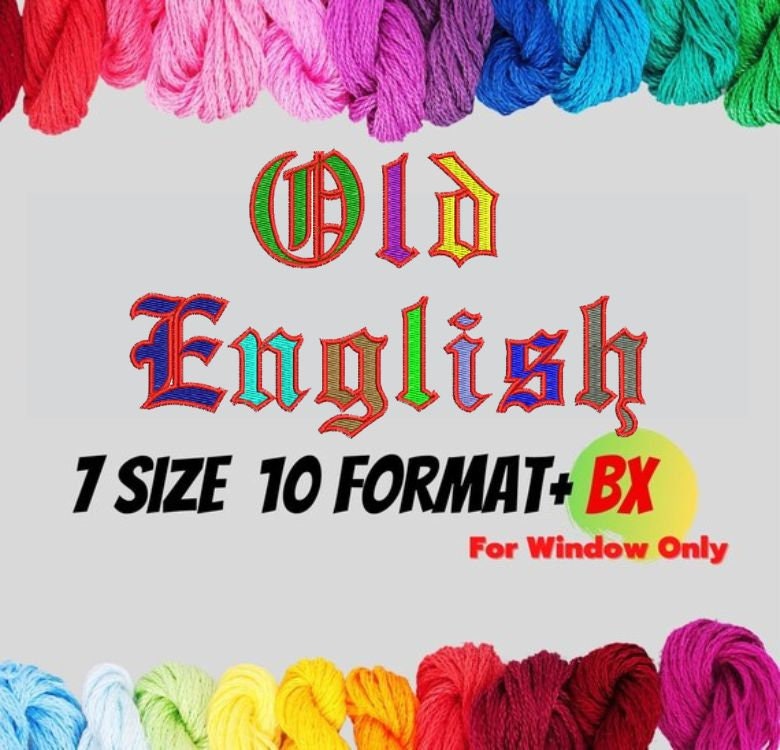 Outlined Old English Embroidery Font - Etsy
