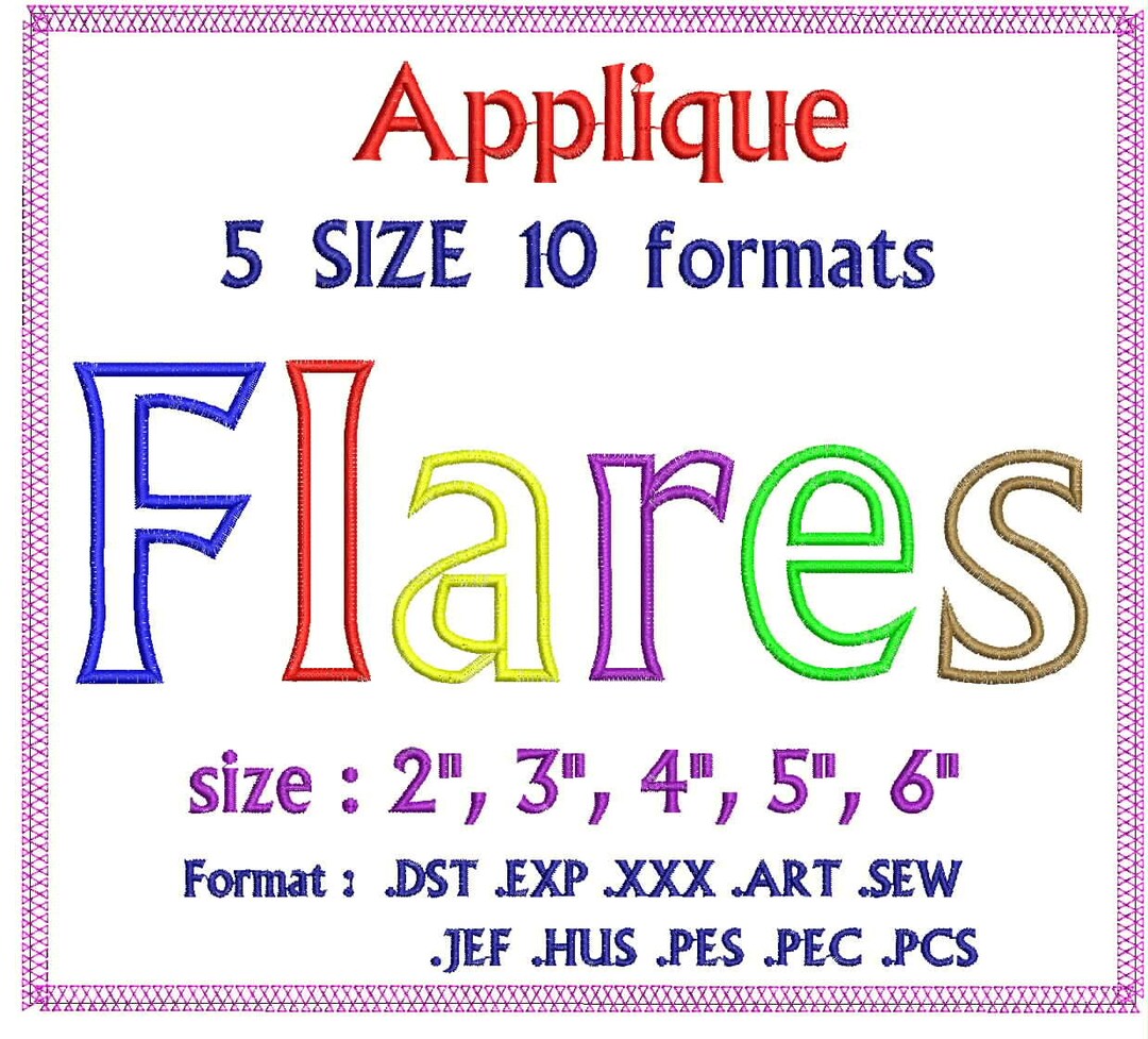 Flares Applique Font Embroidery Designs Machine Embroidery Designs ...