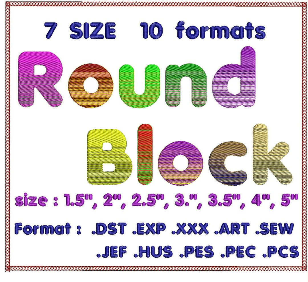 Round Block Blending Embroidery Fonts Machine Embroidery Designs ...