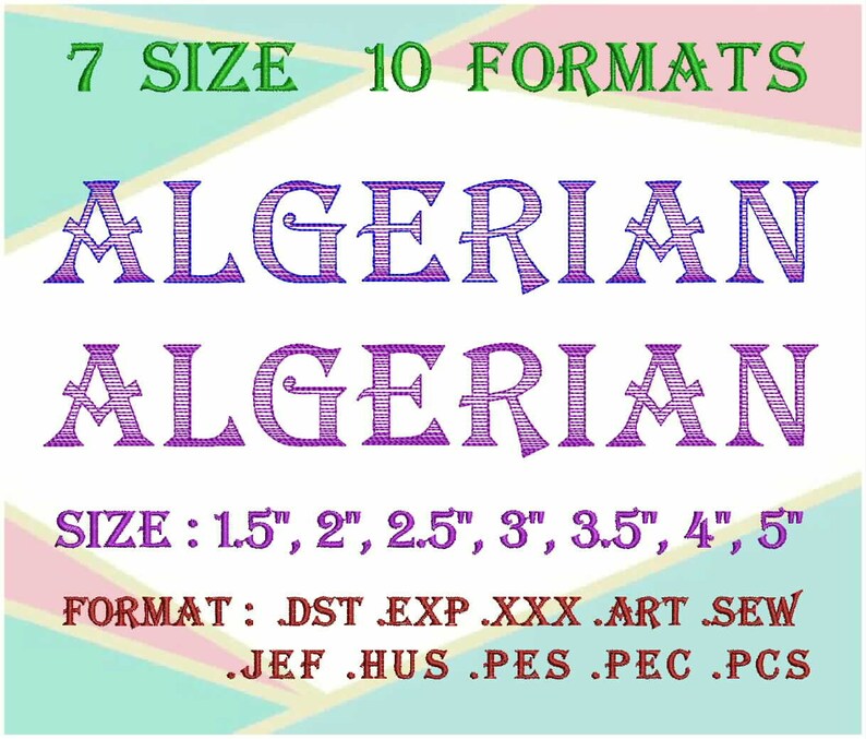 Algerian Sketch Embroidery Font Machine Embroidery Designs - Etsy