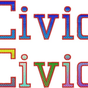 Civic 3 Color(fill+satin) Embroidery Fonts Machine Embroidery Designs ...
