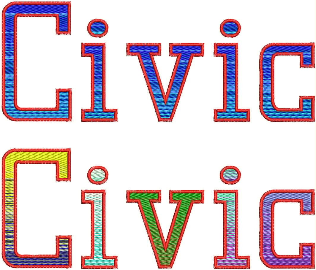 Civic 3 colorFillSatin Embroidery Fonts Machine Embroidery | Etsy