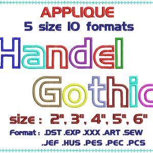 Handel Gothic Applique Font Embroidery Designs Machine Embroidery ...