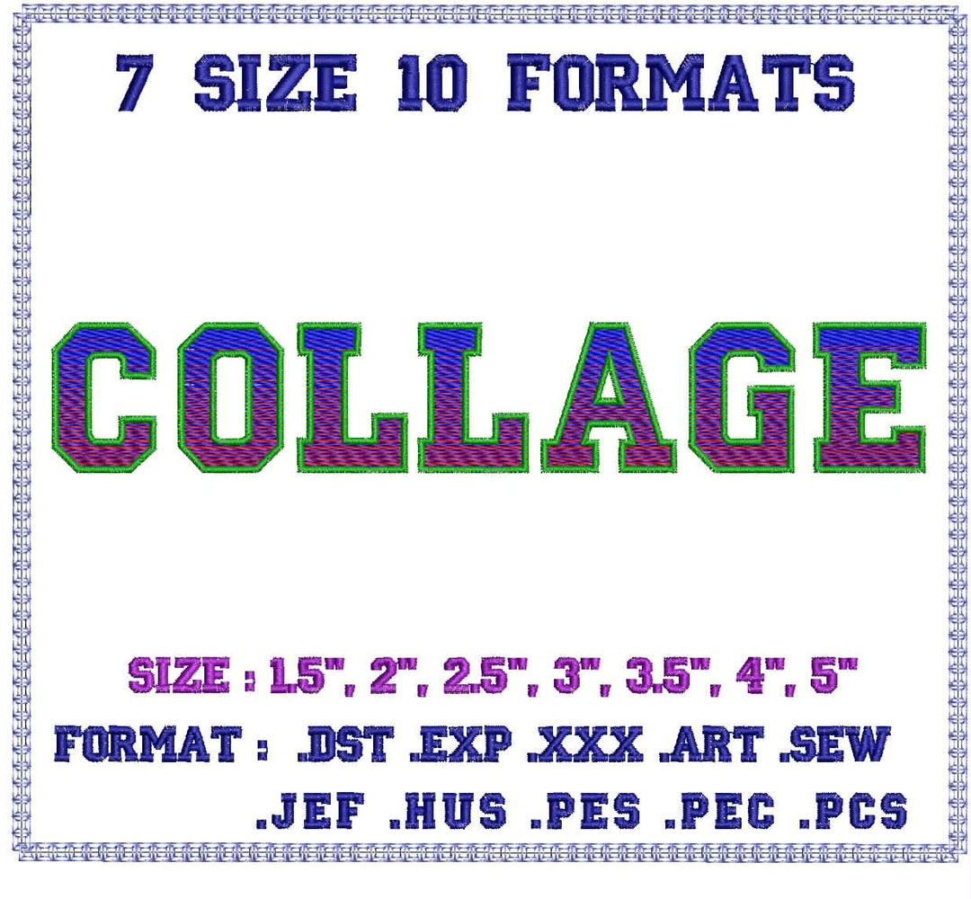 College 3 Color(fill+satin) Embroidery Fonts Machine Embroidery Designs ...