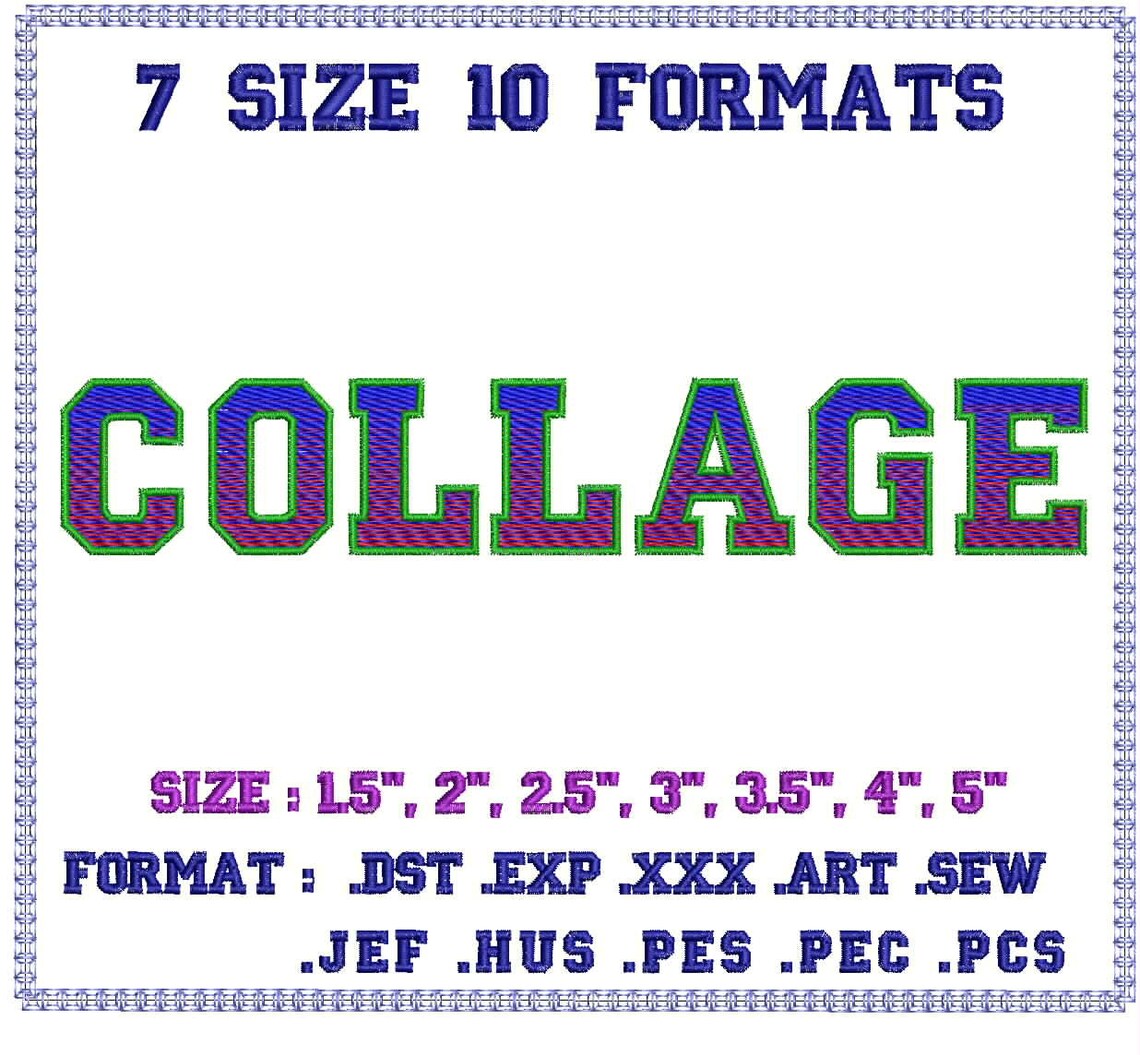 College 3 Colorfillsatin Embroidery Fonts Machine - Etsy