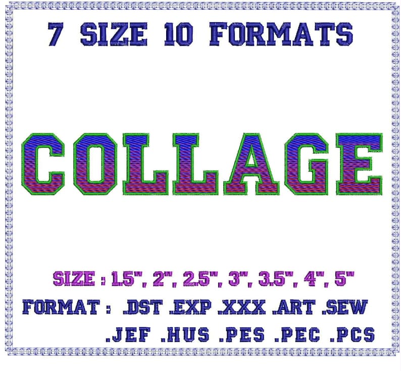 College 3 Colorfillsatin Embroidery Fonts Machine - Etsy
