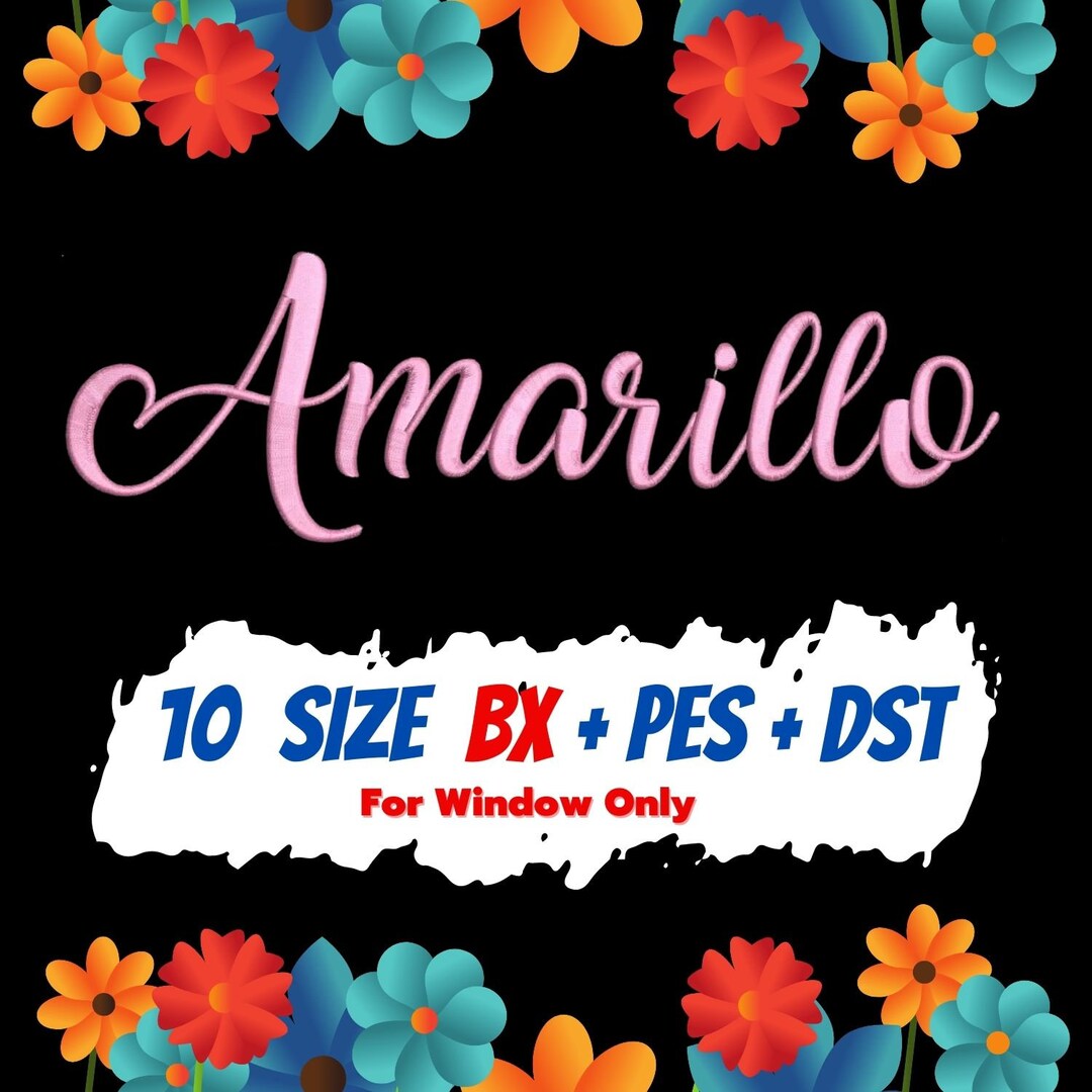 Amarillo Embroidery Fonts,pes,dst,bx File,script Font,calligraphy Font ...