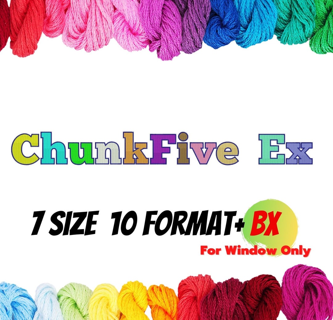 Chunk Five Ex 2 Color(fill+satin) Embroidery Fonts Machine Embroidery ...