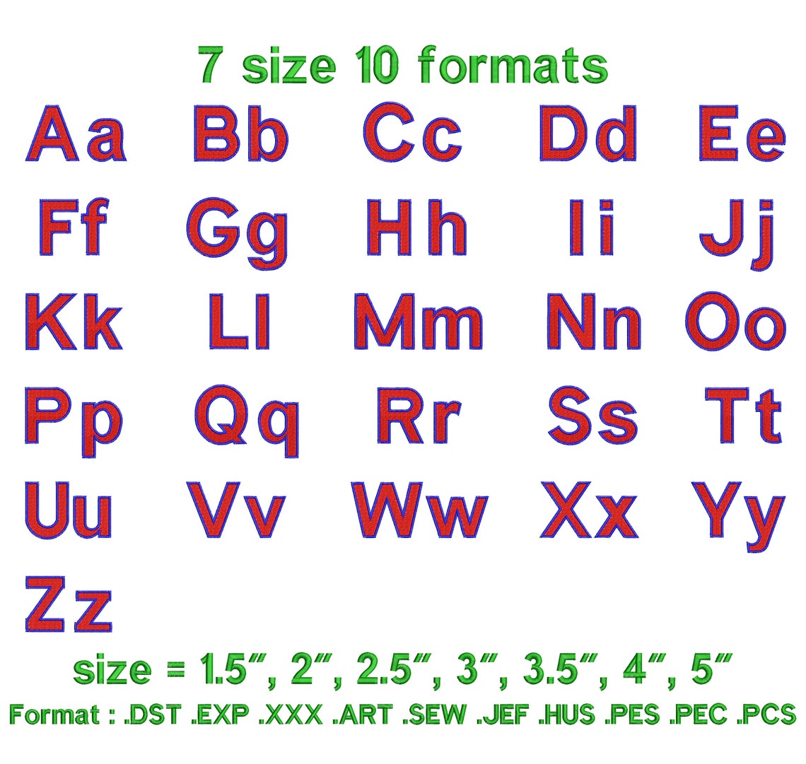 Block 2 Colorfillsatin Embroidery Fonts Machine Embroidery | Etsy