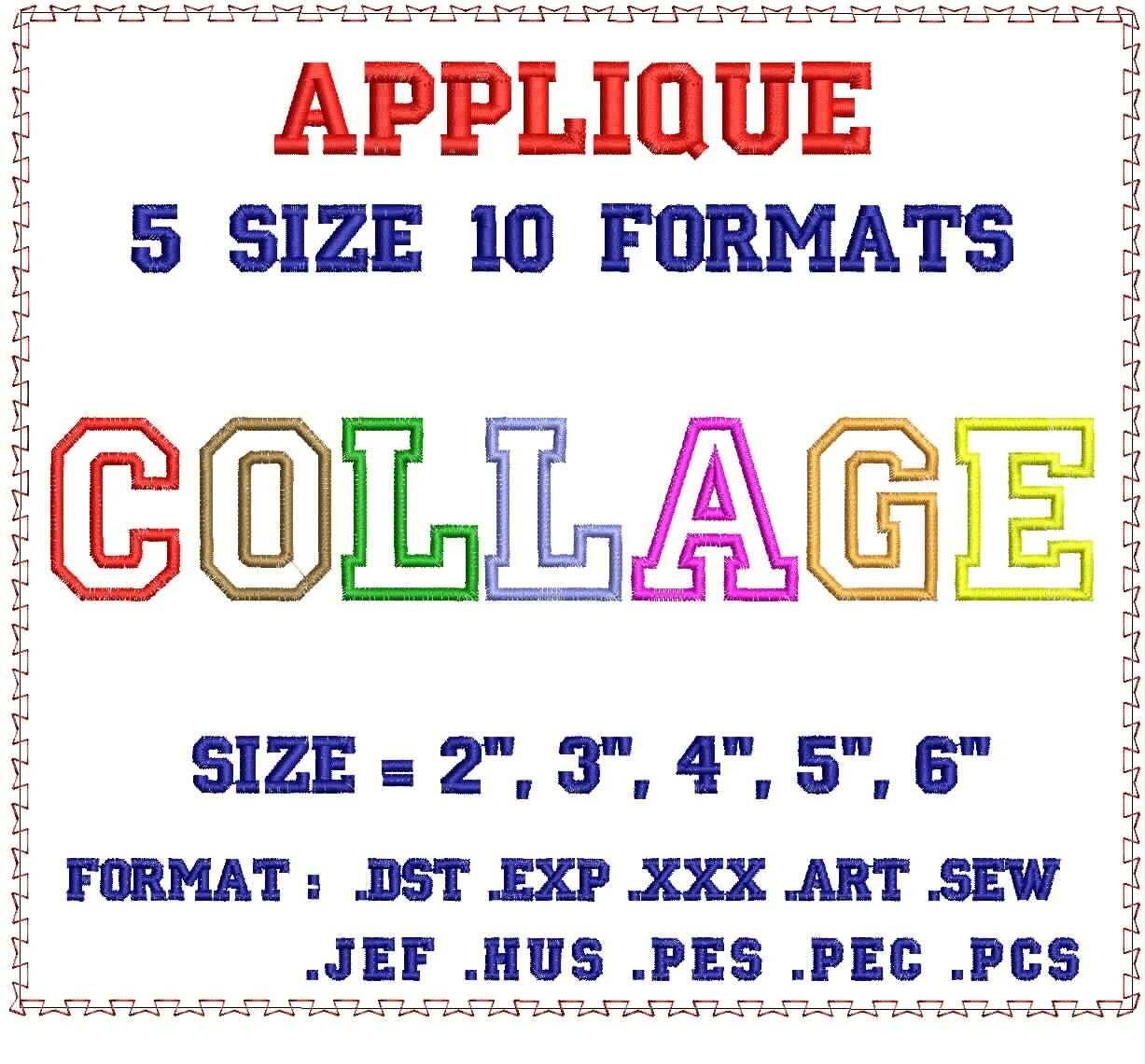 College Applique Font Embroidery Designs Machine Embroidery - Etsy