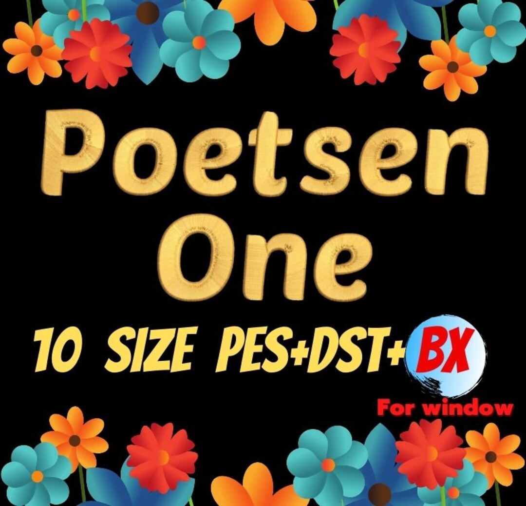 Poetsen One Embroidery Fonts,pes,dst,bx File,basic Font,sans Serif Font ...