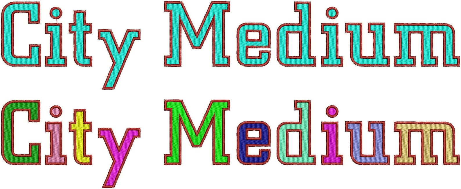 City Medium 2 Colorfillsatin Embroidery Fonts Machine | Etsy