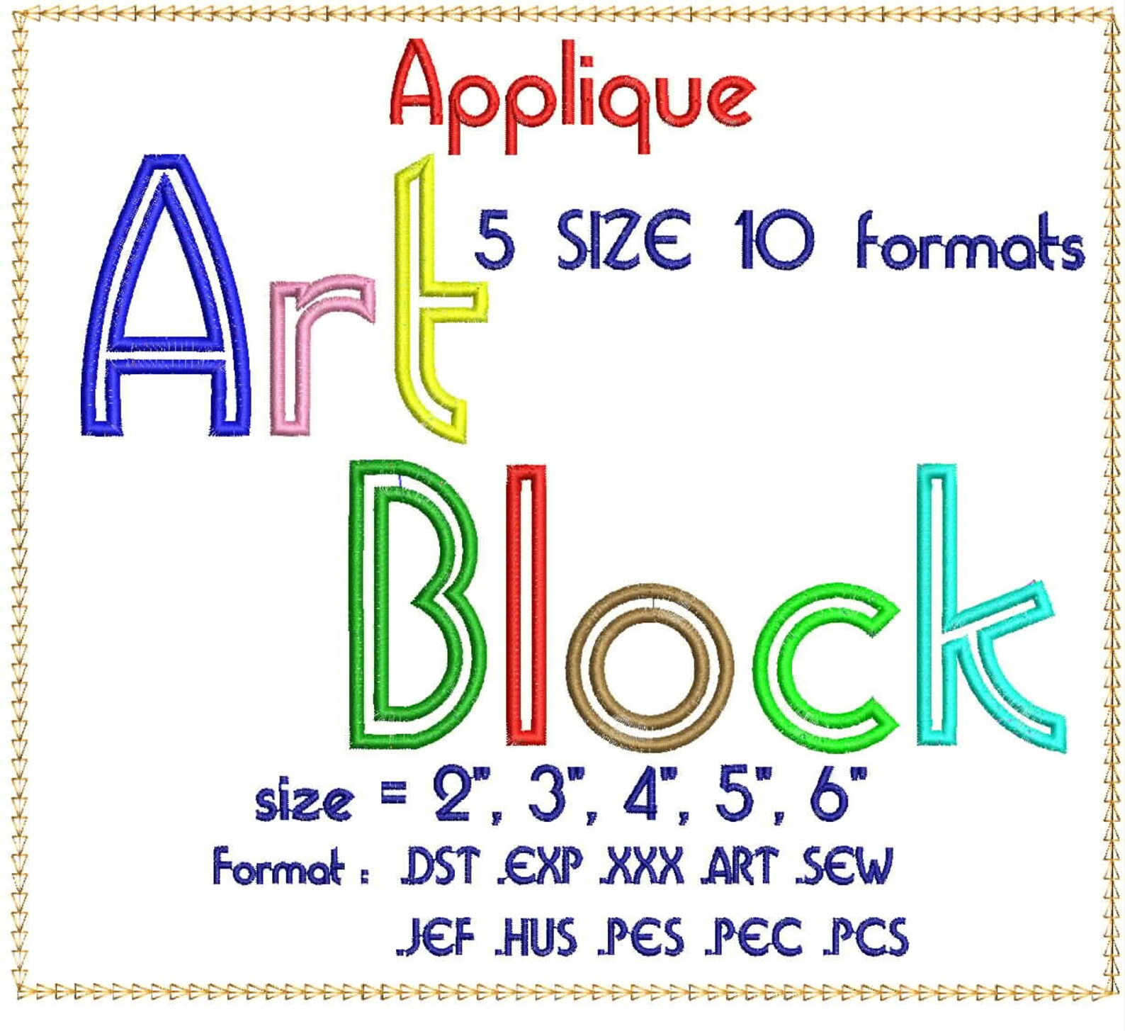 Art Block Applique Font Embroidery Designs Machine Embroidery - Etsy