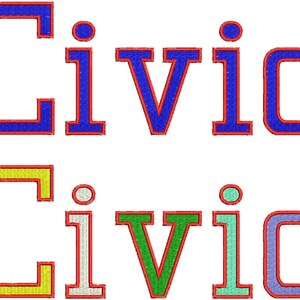 Civic 2 Color(fill+satin) Embroidery Fonts Machine Embroidery Designs ...