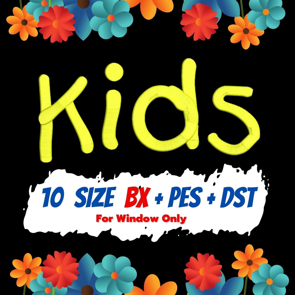 Kids embroidery fonts and numbersPESDSTBX fontScript | Etsy