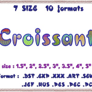 Croissant 3 Color(fill+satin) Embroidery Fonts Machine Embroidery ...