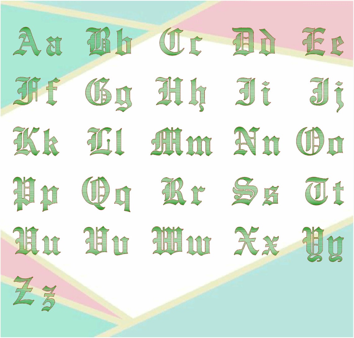 Old English Sketch Font Monogram Alphabet Font Machine | Etsy