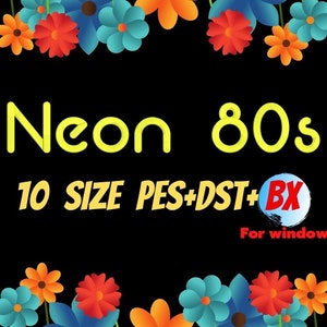 Neon 80s Embroidery Fonts,pes,dst,bx File,fancy Font,groovy Font ...