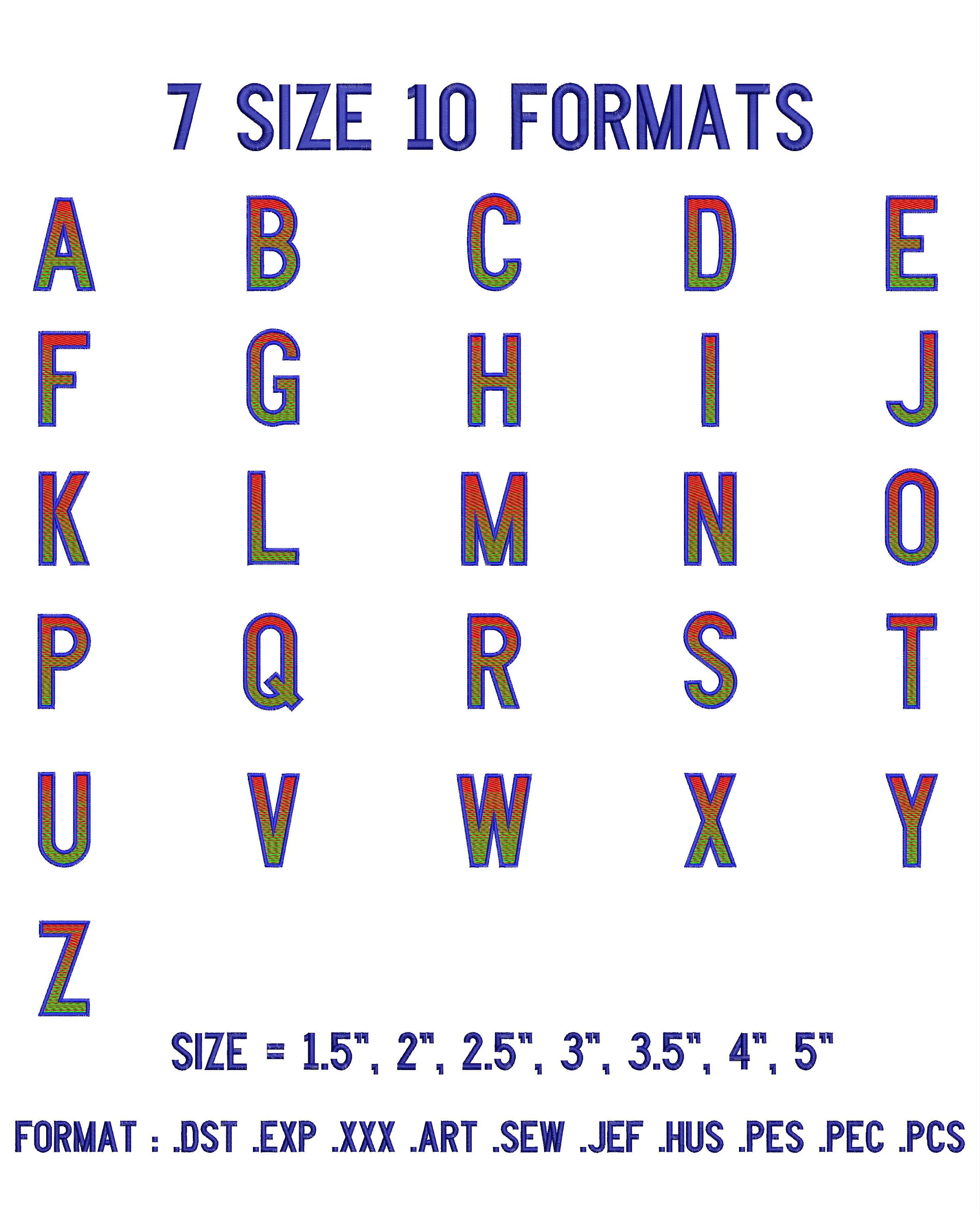 Block Caps 3 Colorfillsatin Embroidery Fonts Machine - Etsy