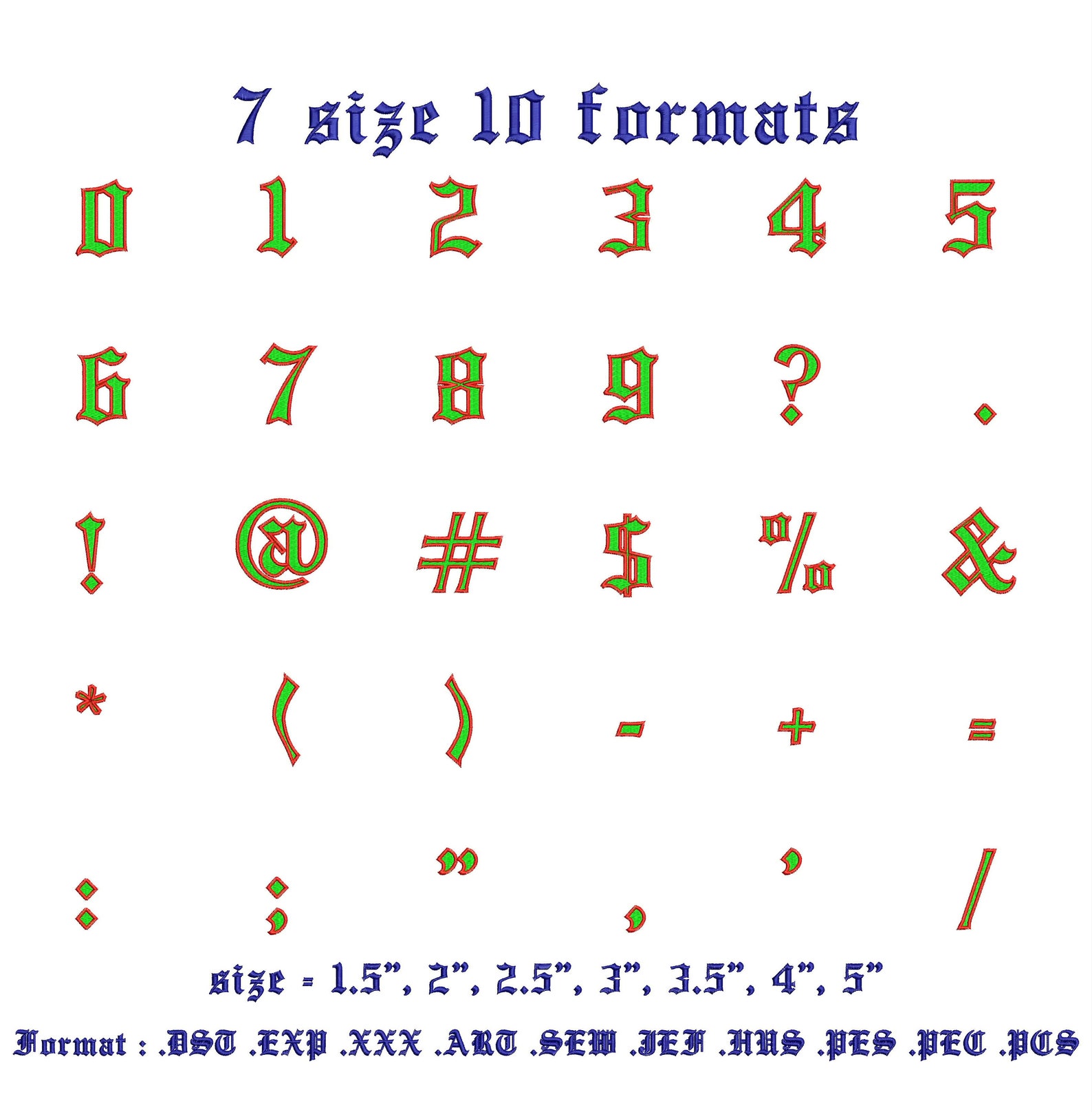 Old English 2 Color(fill+satin) Embroidery Fonts Machine Embroidery ...