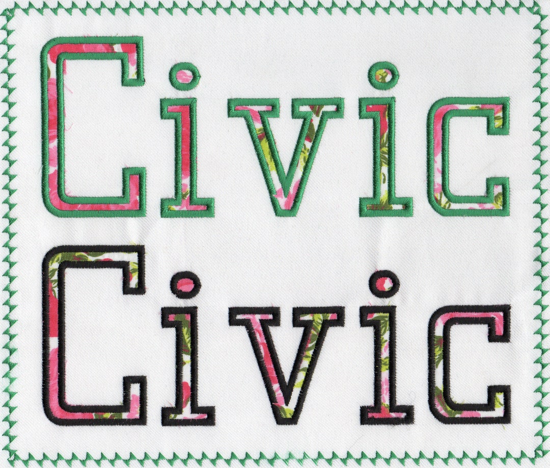 Civic Applique Font Embroidery Designs Machine Embroidery Designs ...