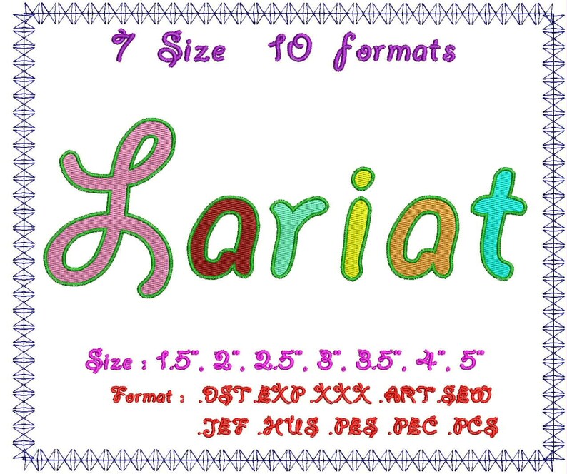 Lariat 2 Color(fill+satin) Embroidery Fonts Machine Embroidery Designs ...