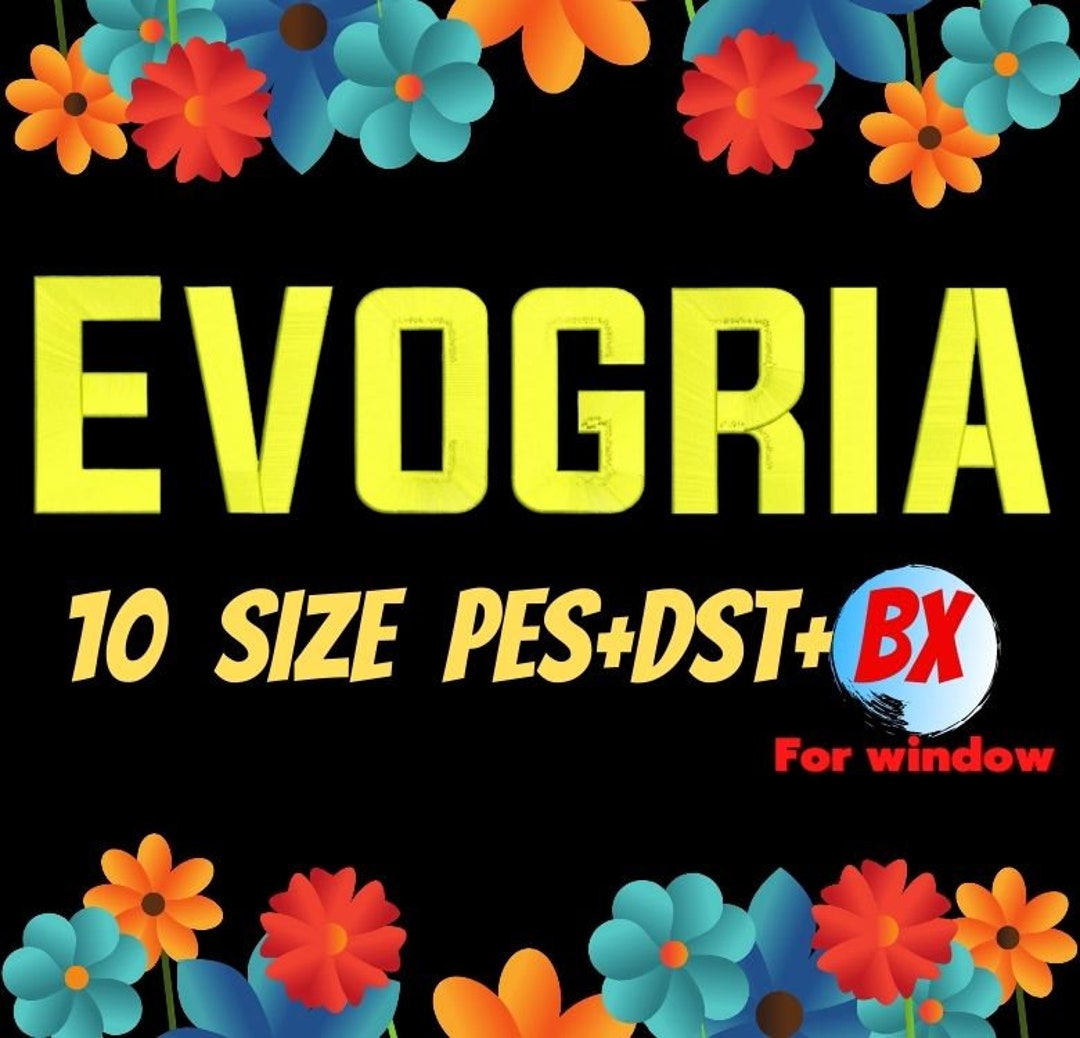 Evogria Embroidery Fonts,pes,dst,bx File,basic Font,sans Serif Font ...
