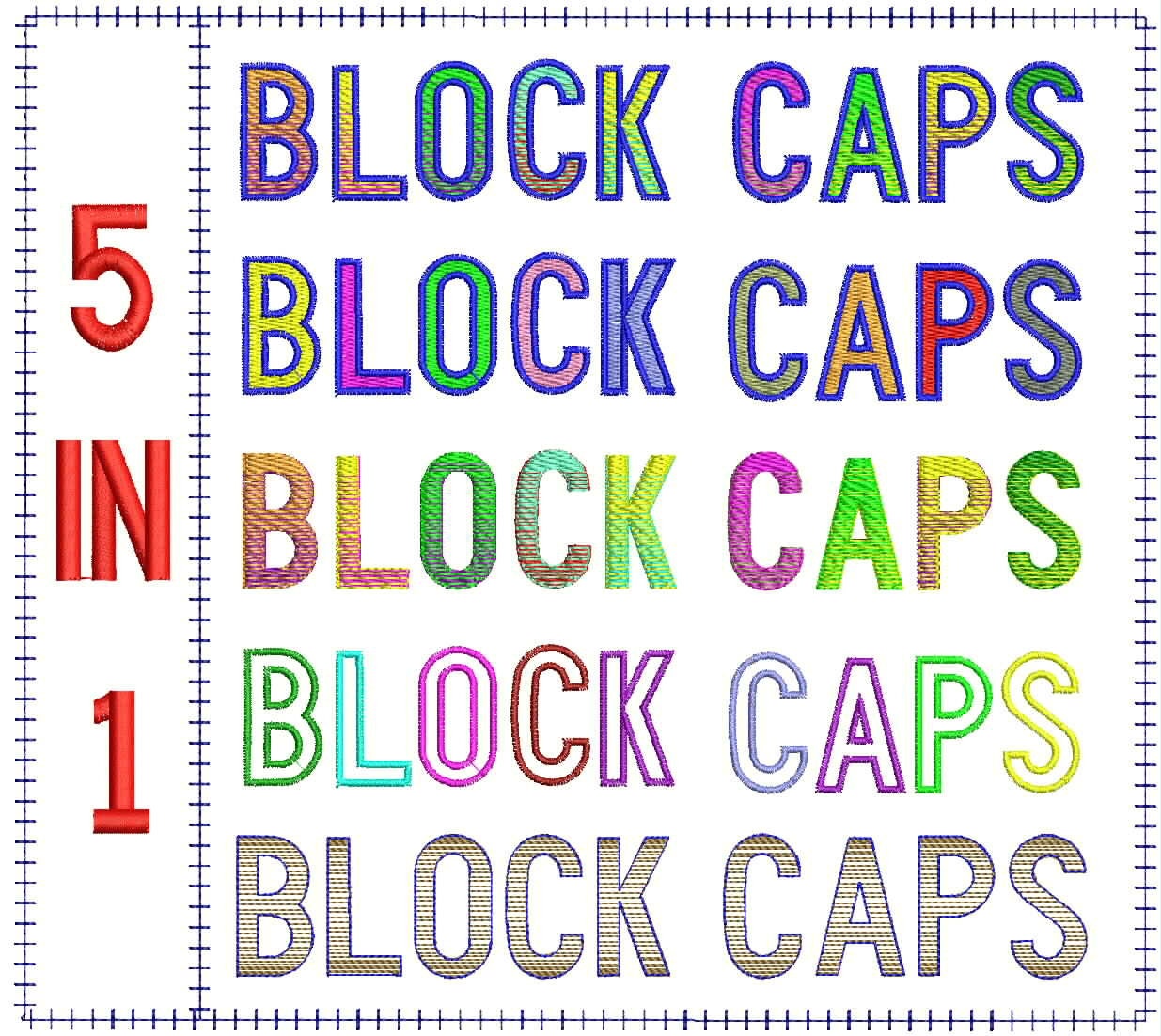 Block Caps 5 in 1 : 2color3colorblendingappliquesketch - Etsy