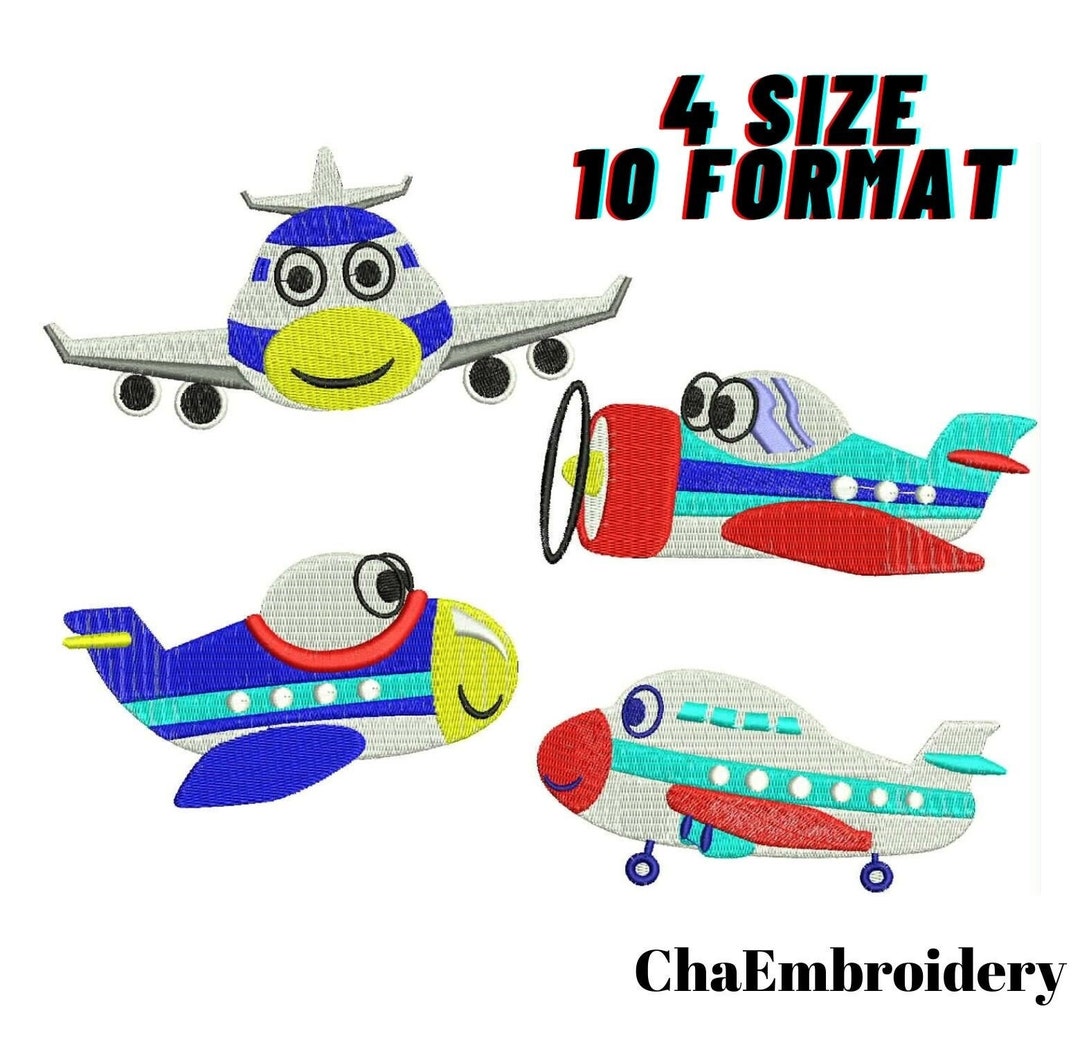 Airplane 4in1 Machine Embroidery Designs,fighter Plane Embroidery Files ...