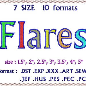 Flares 2 Color(fill+satin) Embroidery Fonts Machine Embroidery Designs ...