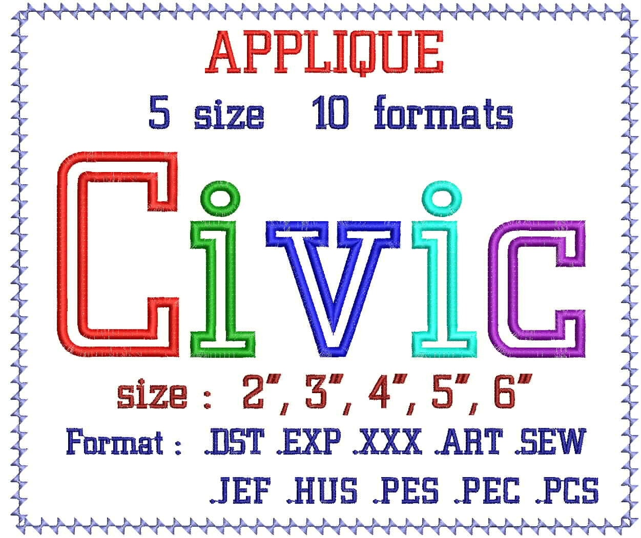 Civic Applique Font Embroidery Designs Machine Embroidery Designs ...