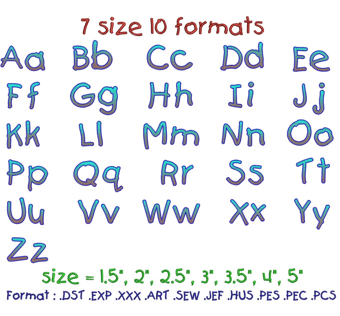 Kids 3 Colorfillsatin Embroidery Fonts Machine Embroidery | Etsy