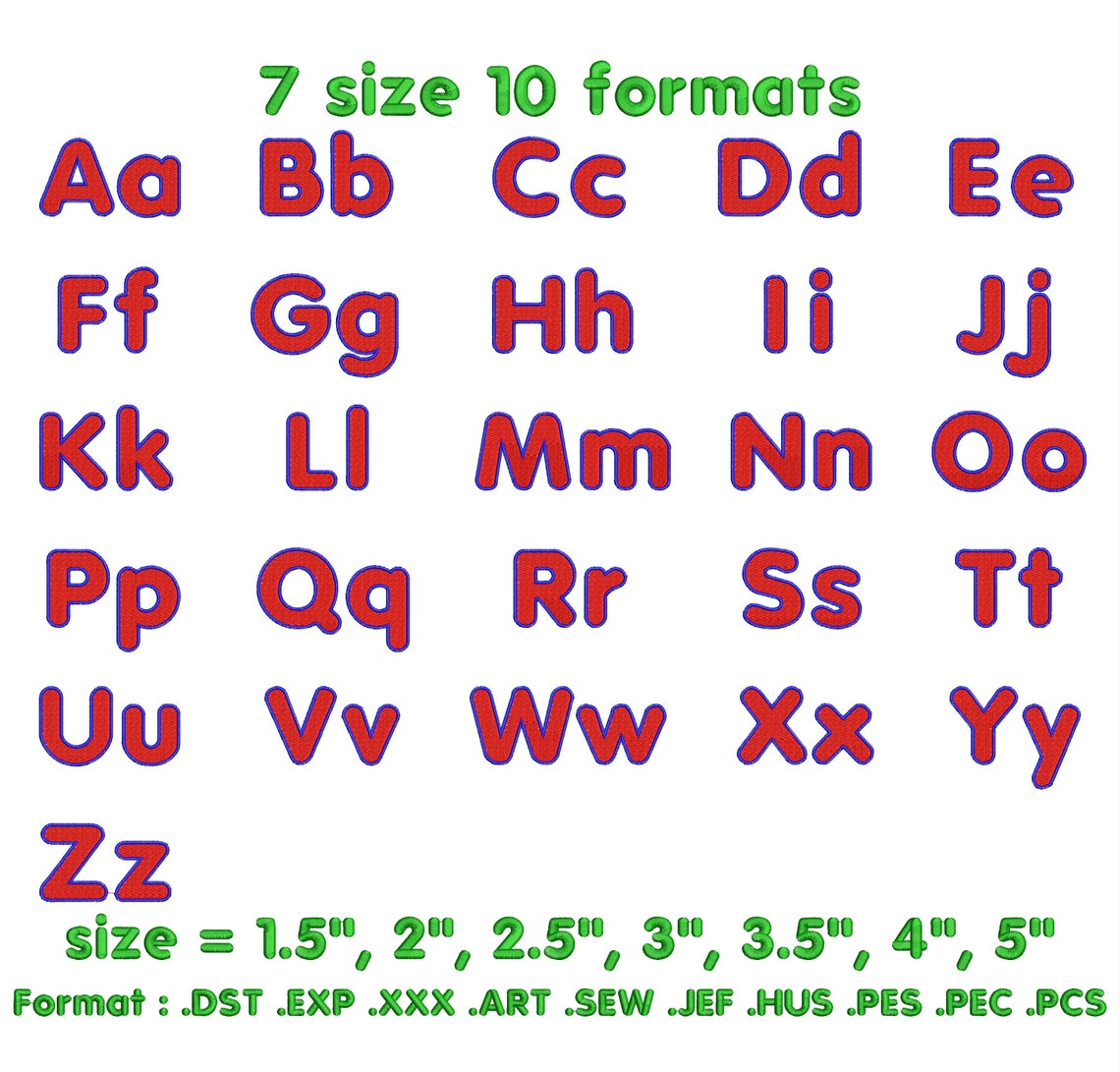 Round Block 2 Colorfillsatin Embroidery Fonts Machine | Etsy