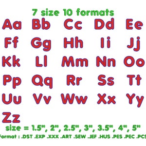 Round Block 2 Color(fill+satin) Embroidery Fonts Machine Embroidery ...