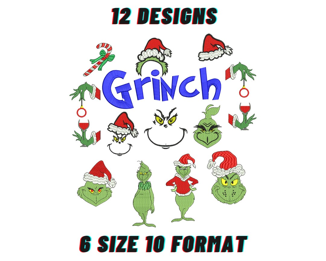 Grinch Embroidery Designs, Cartoon Machine Embroidery Files,christmas ...