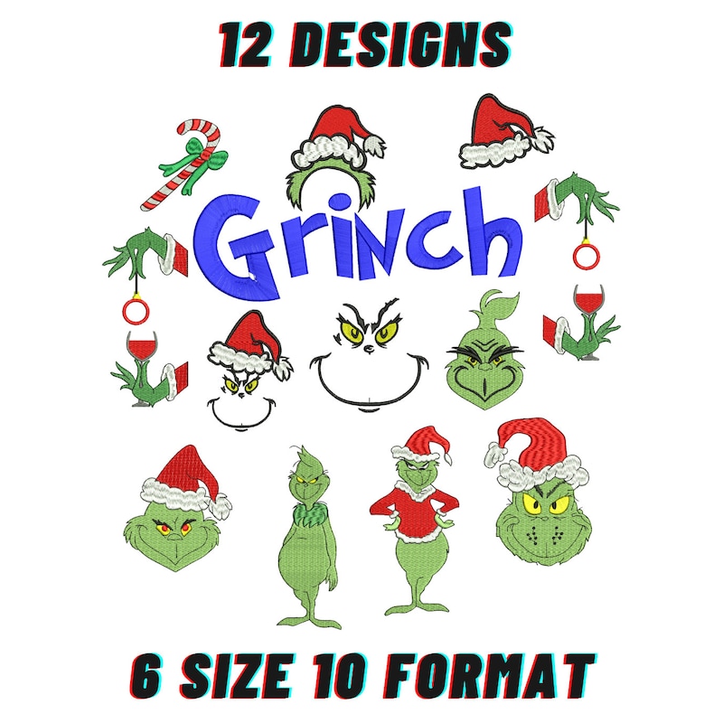 Grinch Embroidery - Etsy