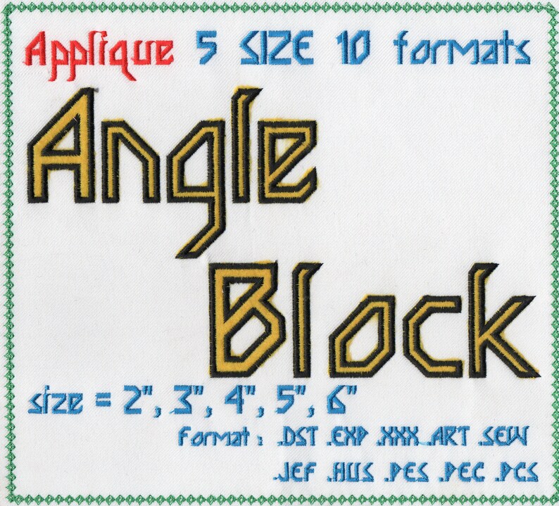 Angle Block Applique Font Embroidery Designs Machine Embroidery Designs ...