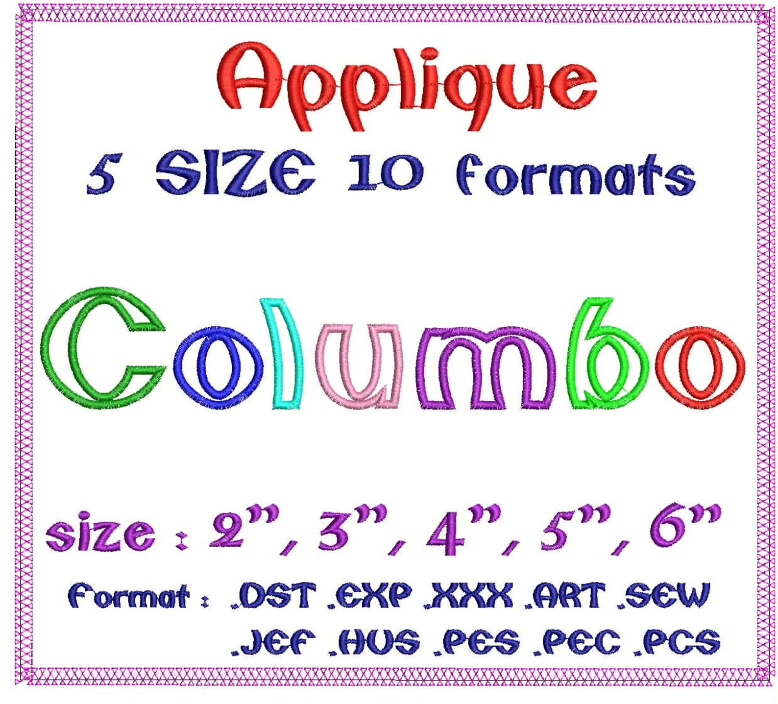 Columbo Applique Font Embroidery Designs Machine Embroidery Designs ...