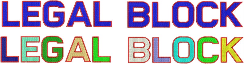 Legal Block 2 Color(fill+satin) Embroidery Fonts Machine Embroidery ...
