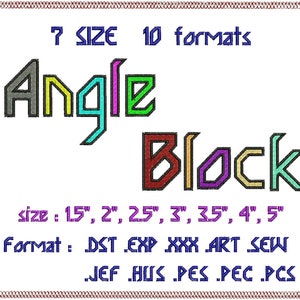 Angle Block 2 Color(fill+satin) Embroidery Fonts Machine Embroidery ...